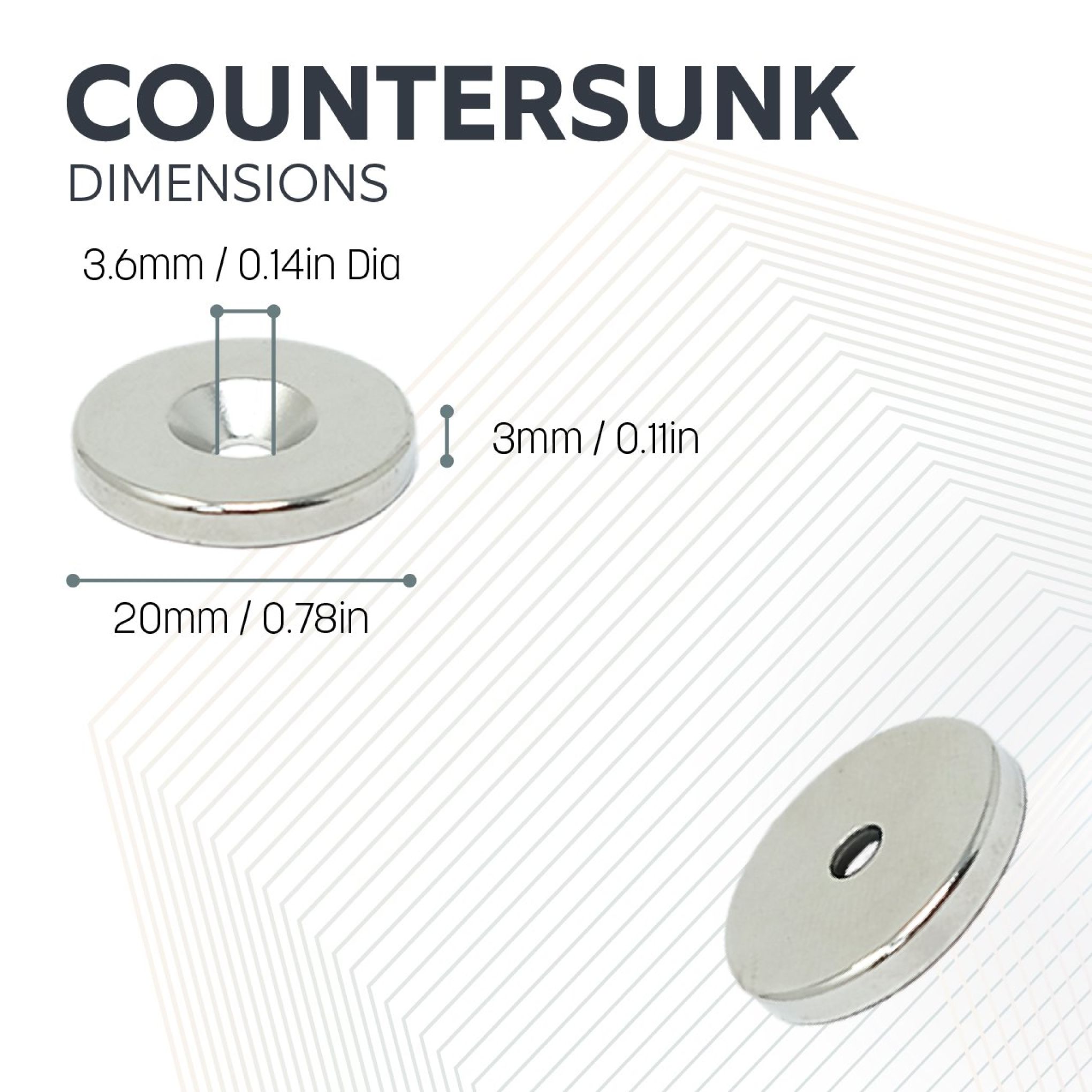 20mm dia Countersunk Magnets, Steel Discs & Screws Pack | Magnet Expert